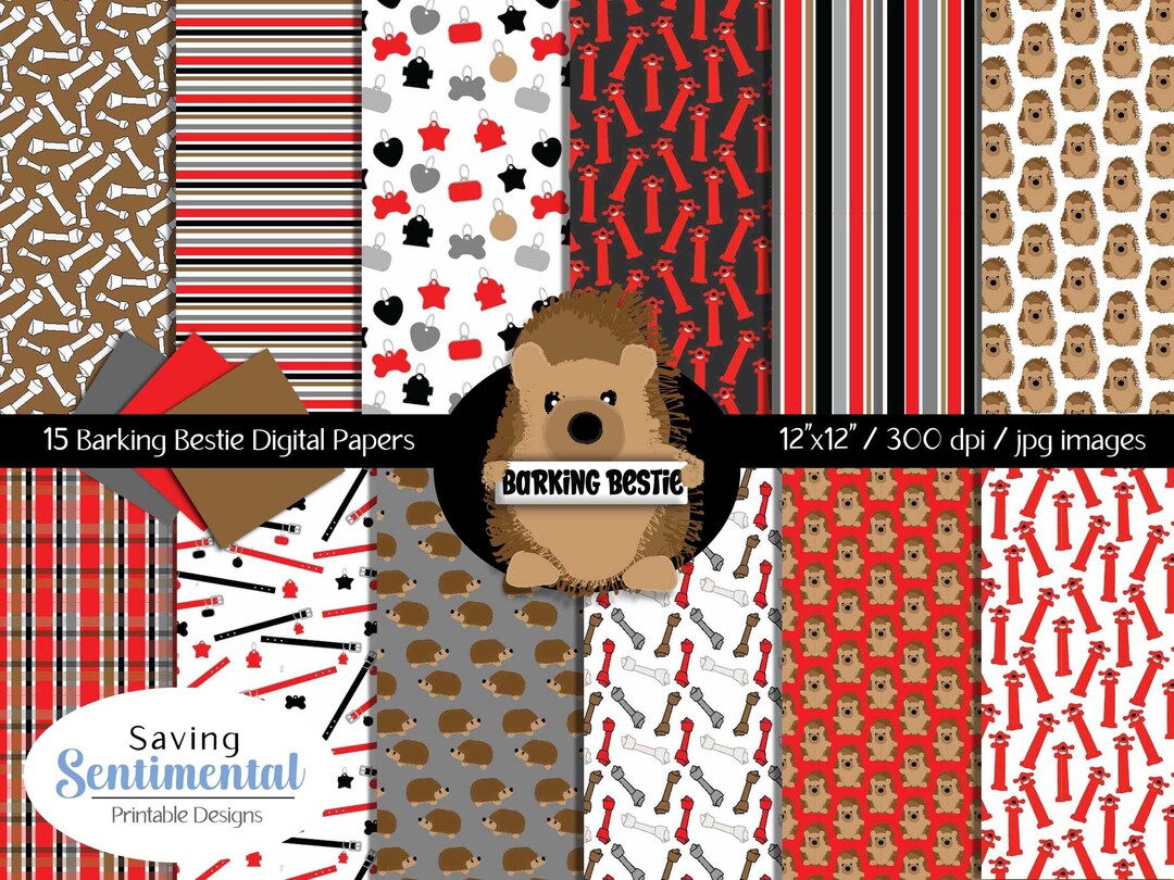 Dog Digital Paper, Puppy Digital Papers and Dog Clipart With Plaid ...