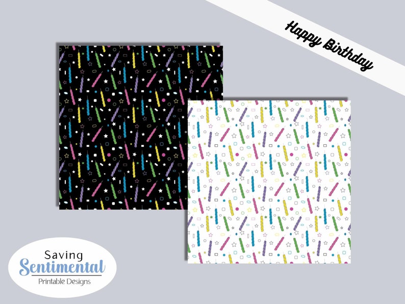 Birthday Papers and Balloon Clipart, With Colorful Birthday Patterns ...