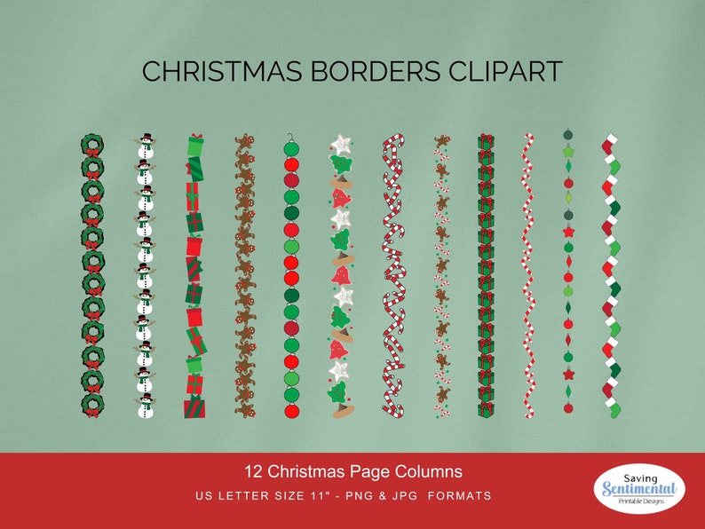 Christmas Borders Clipart, Set of 36, 8.5"x11" Christmas Frames to Use ...