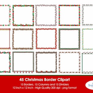 Christmas Borders Clipart, Set of 45 Christmas Borders, Columns and ...