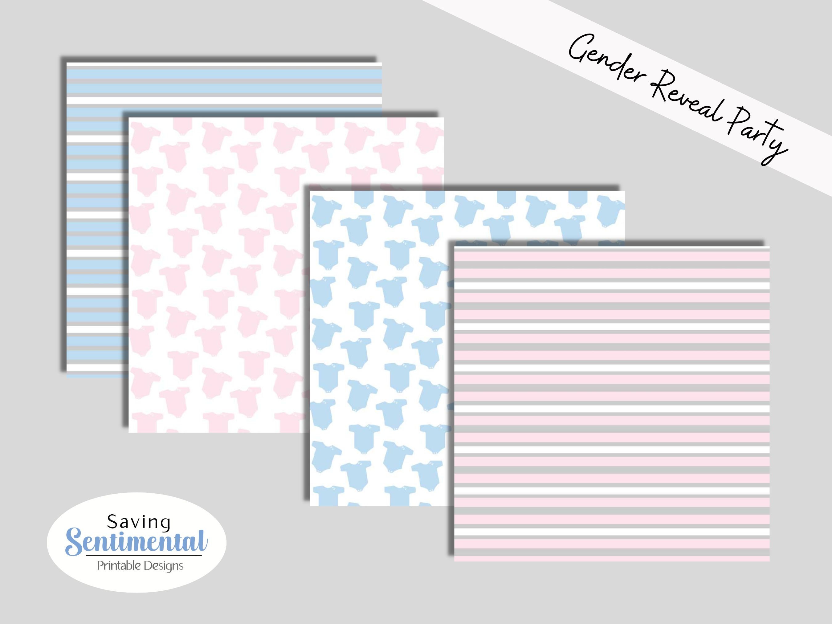 Gender Reveal Digital Paper, Gender Reveal Clipart for Gender Reveal ...