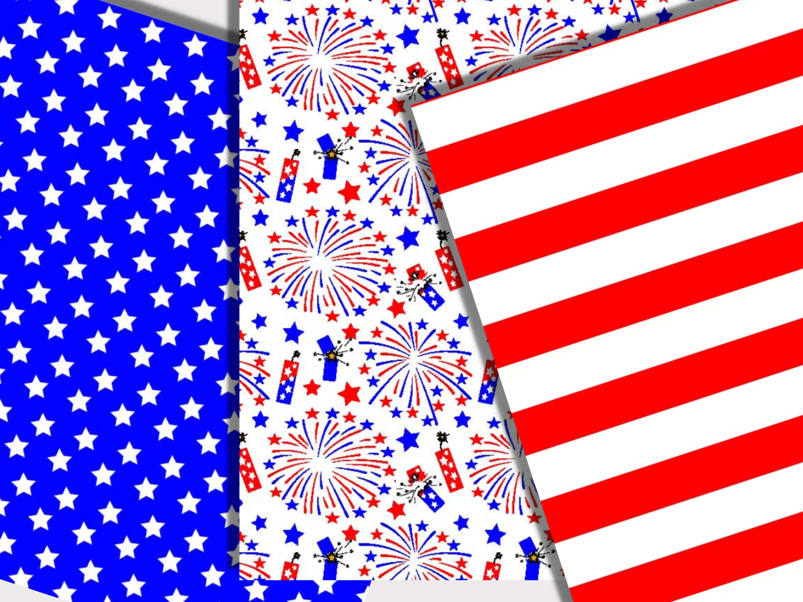 FOURTH OF JULY Scrapbook Papers and Digital Backgrounds Are Red White ...