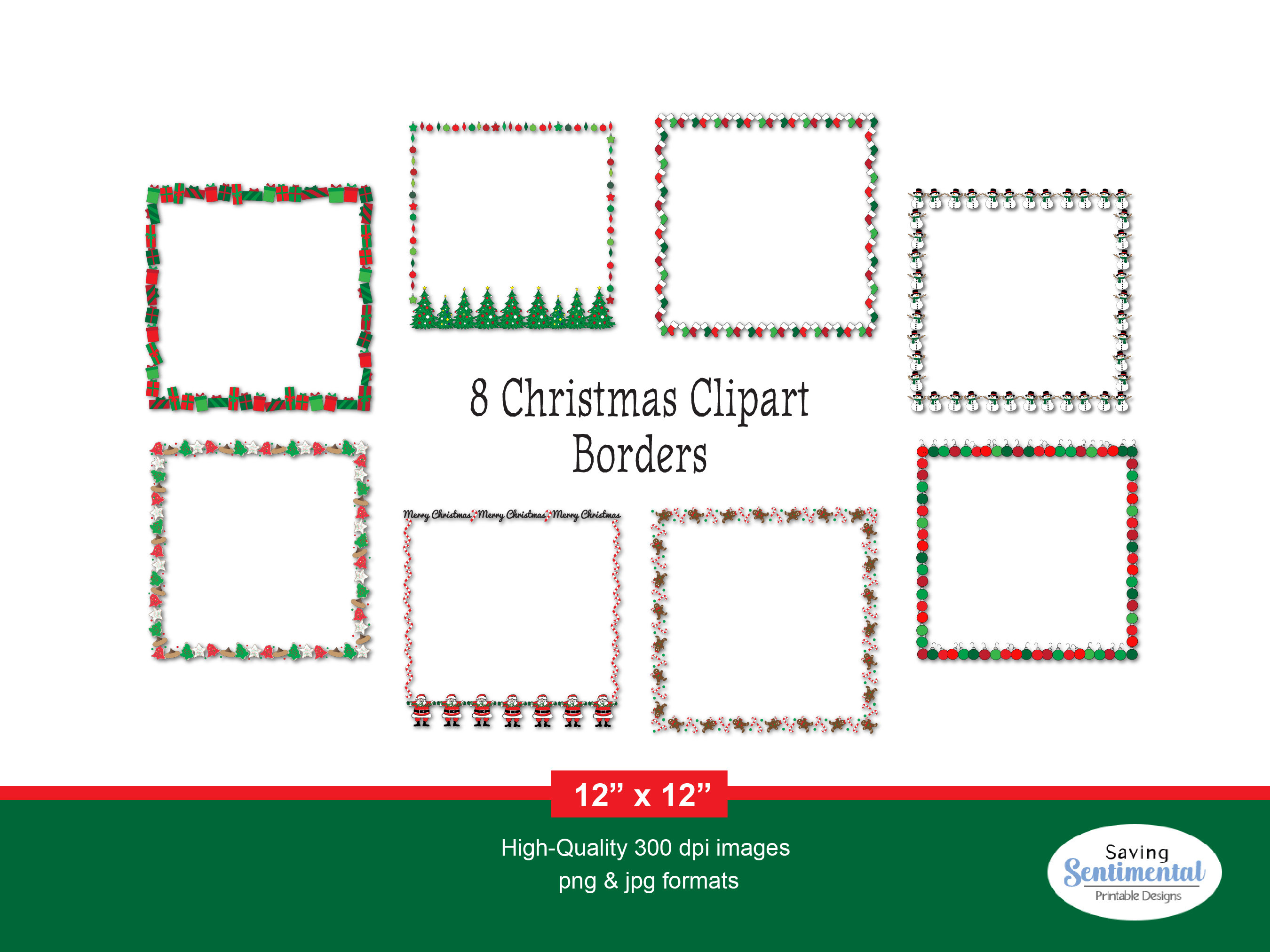 Christmas Border Clipart, Set of 24 Christmas Borders, Columns and ...