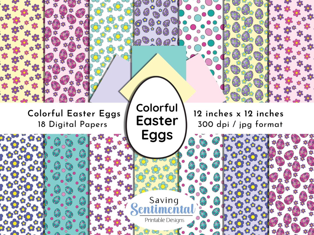 Colorful Easter Eggs Digital Paper or Printable Paper for Easter ...