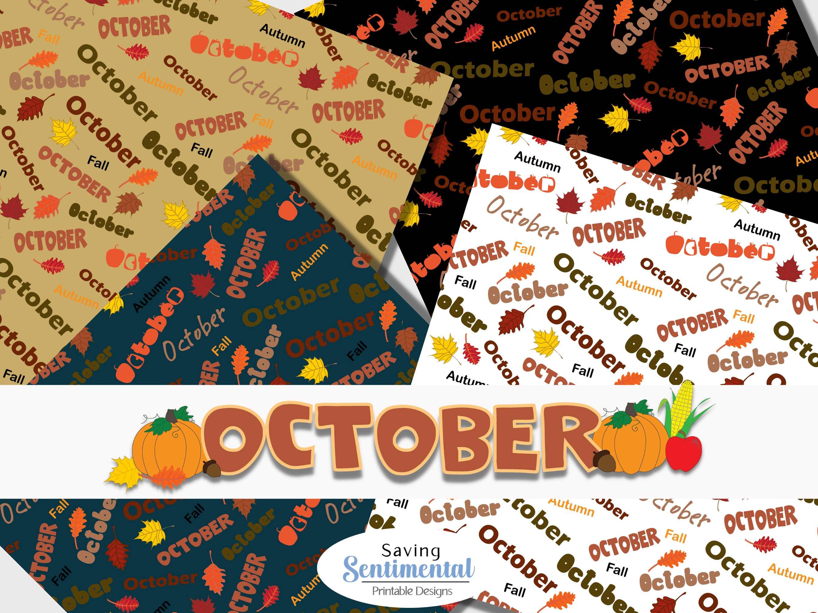 Fall Digital Paper and Fall Clipart, Fall Scrapbook Papers and Fall ...