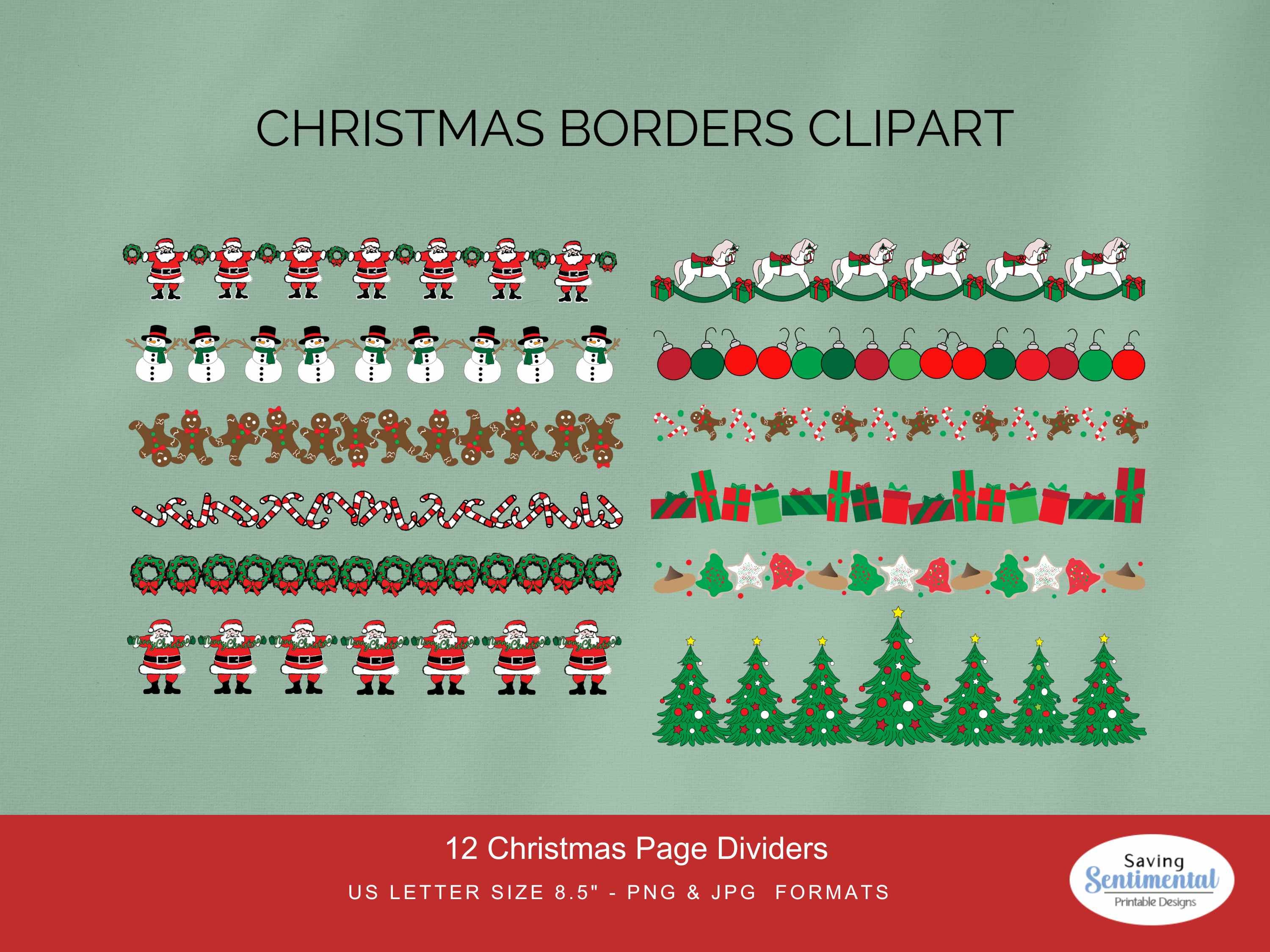 Christmas Borders Clipart, Set of 36, 8.5"x11" Christmas Frames to Use ...