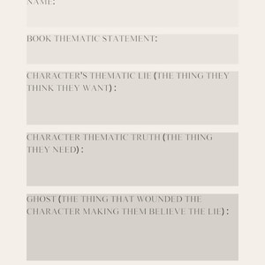 Character Theme Printable Character Profile Novel Plotting - Etsy Australia