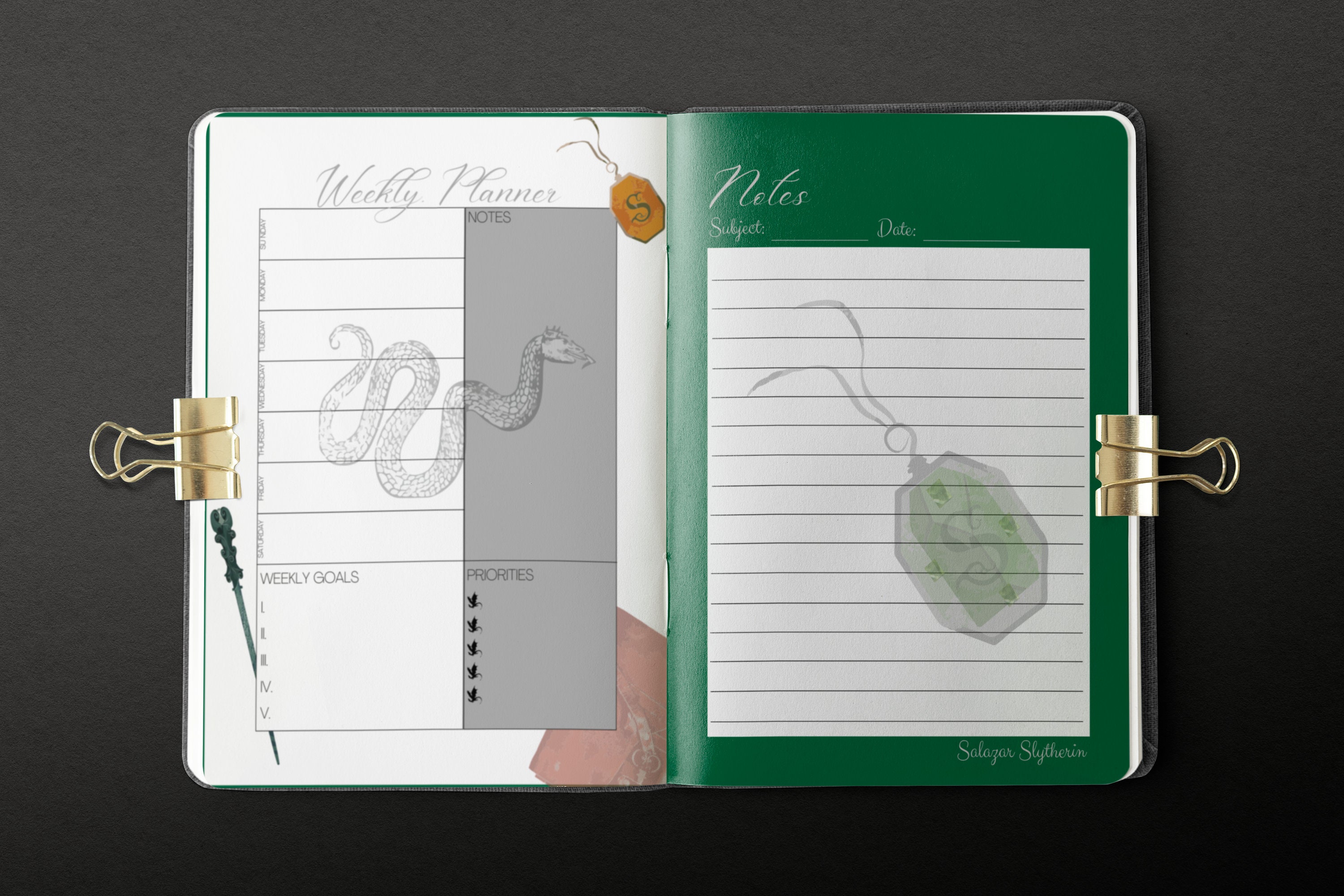 Green & Silver Printable Planner Package Fillable Planner - Etsy