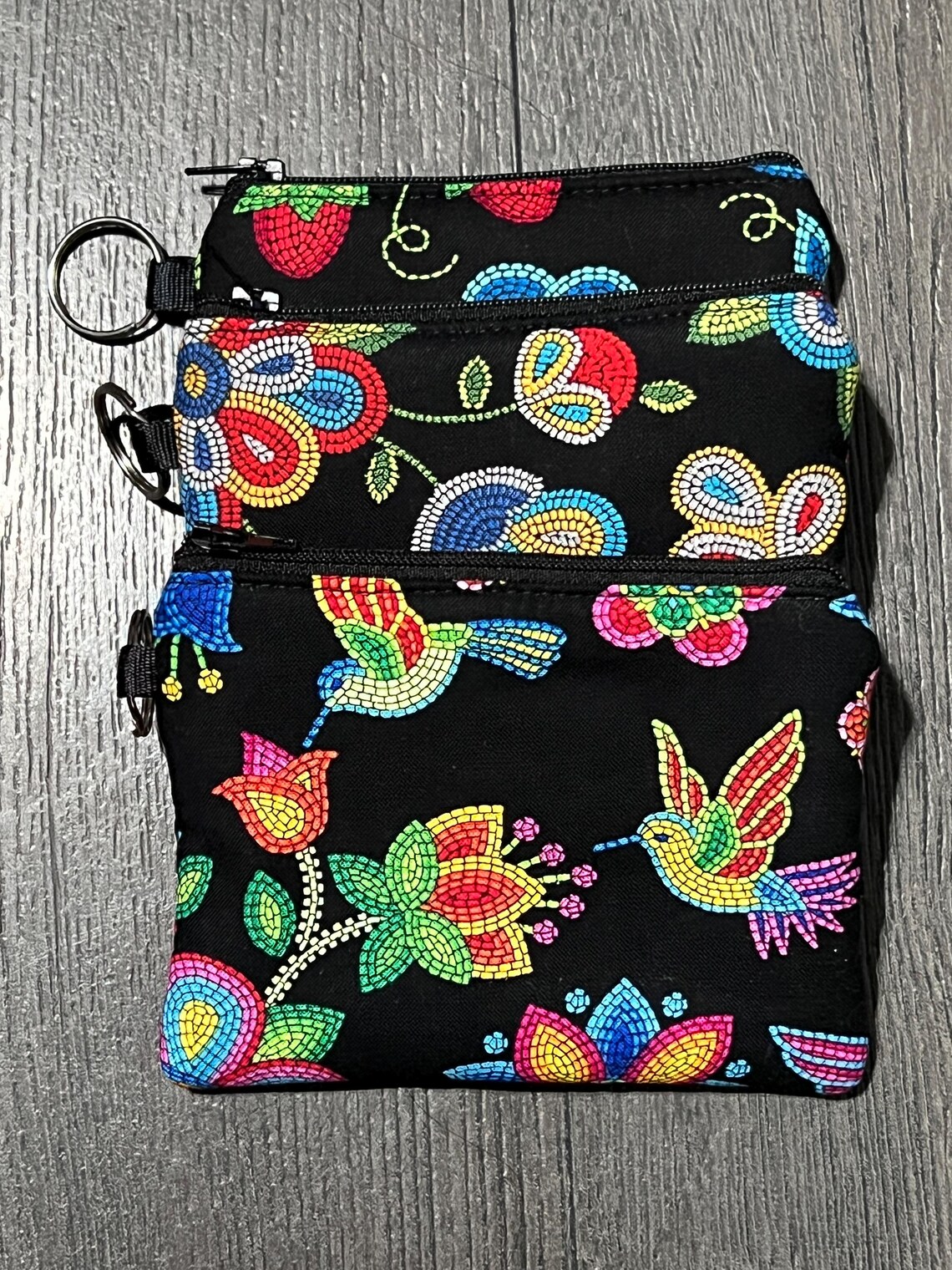 Handmade Flowers and Berries Coin Bag-beaded Fabric Print-indigenous ...