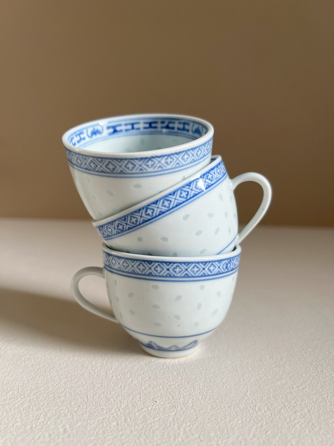 1970s Rare Translucent Rice Grain ling-long Porcelain Teacups, Sold as ...
