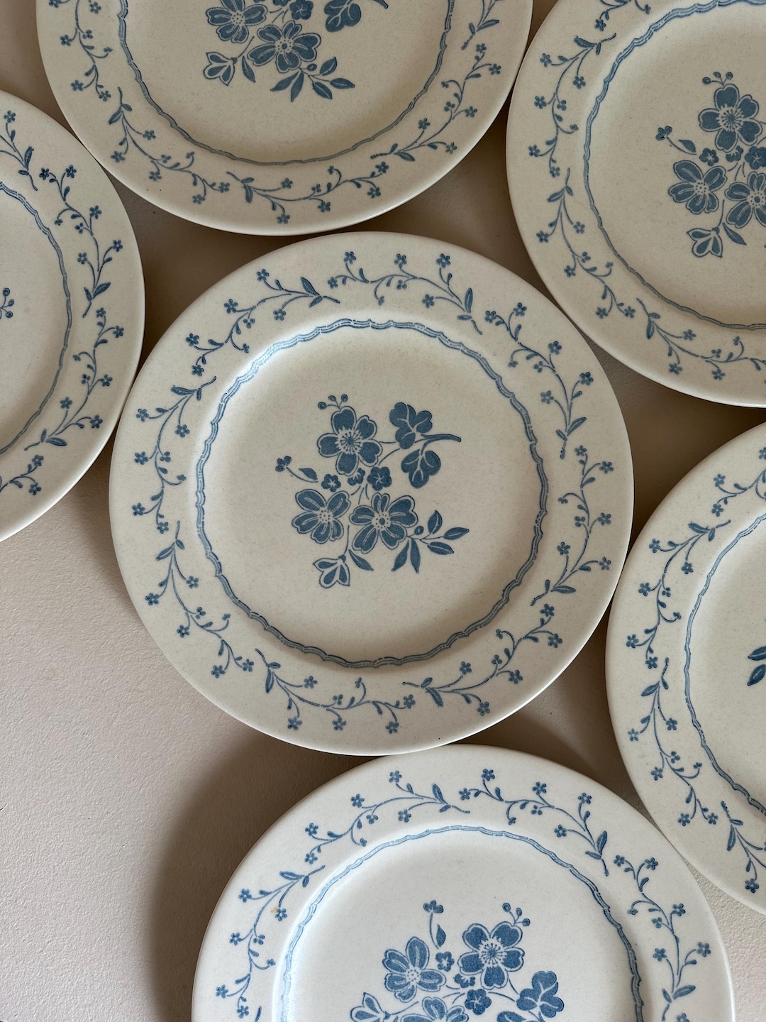 1980s Blue Floral Dinner Plates, Sold in Sets of Two - Etsy