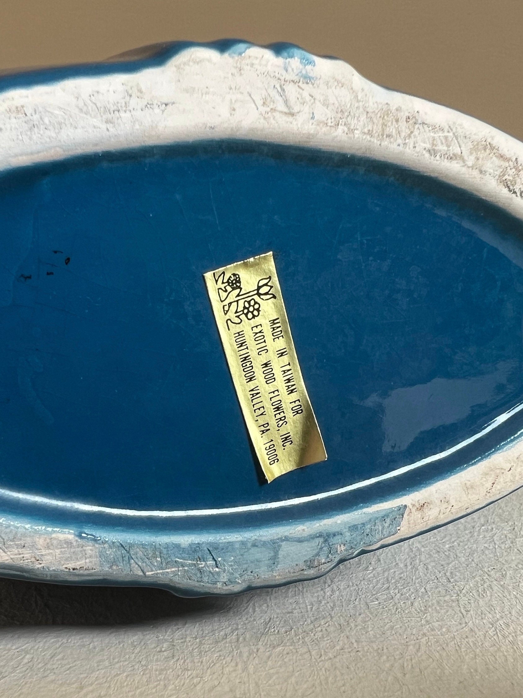 1980s Mcm Flat Vase With Art Deco sunbeam Arches in Teal-blue, Made in ...