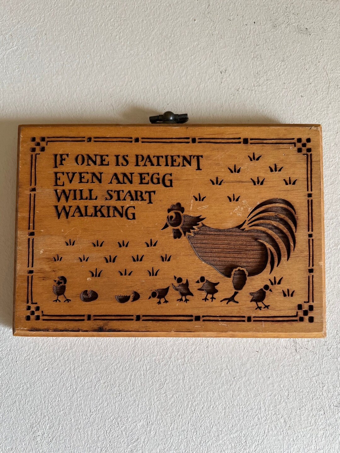 1980s Laser-engraved Wooden Chicken & Patient Egg Plaque - Etsy