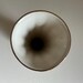 1980s Cream Colored Trumpet Vase With 24k Gold Rim and Raised Floral ...