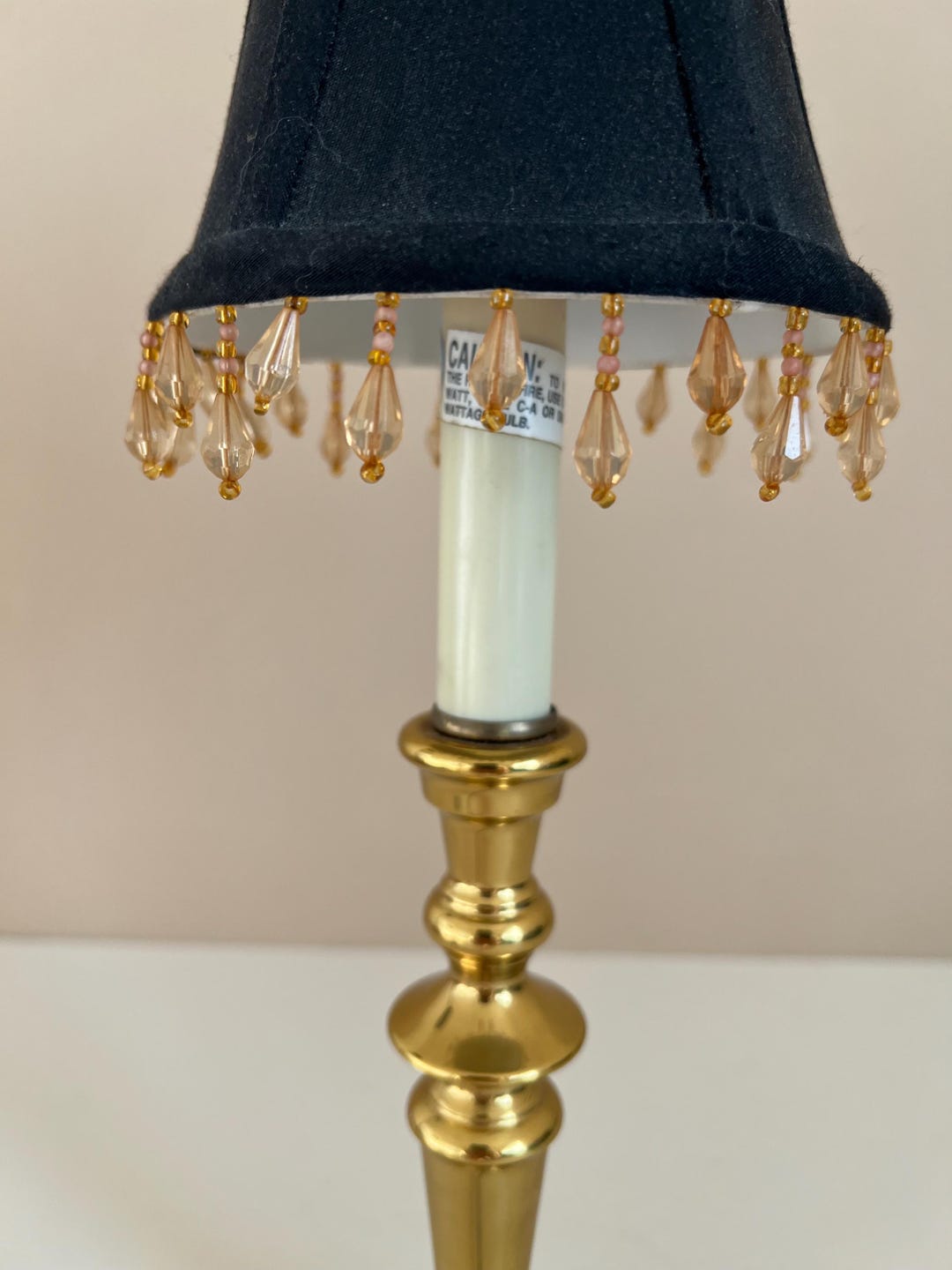 1950s Excelsior Candlestick Desk Lamp With Beaded Shade - Etsy