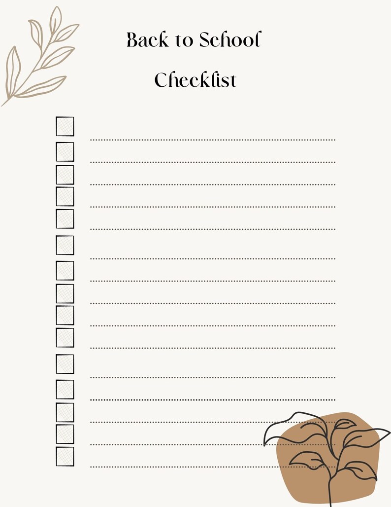 Back to School Printable Checklist. Digital File. Checklist. - Etsy
