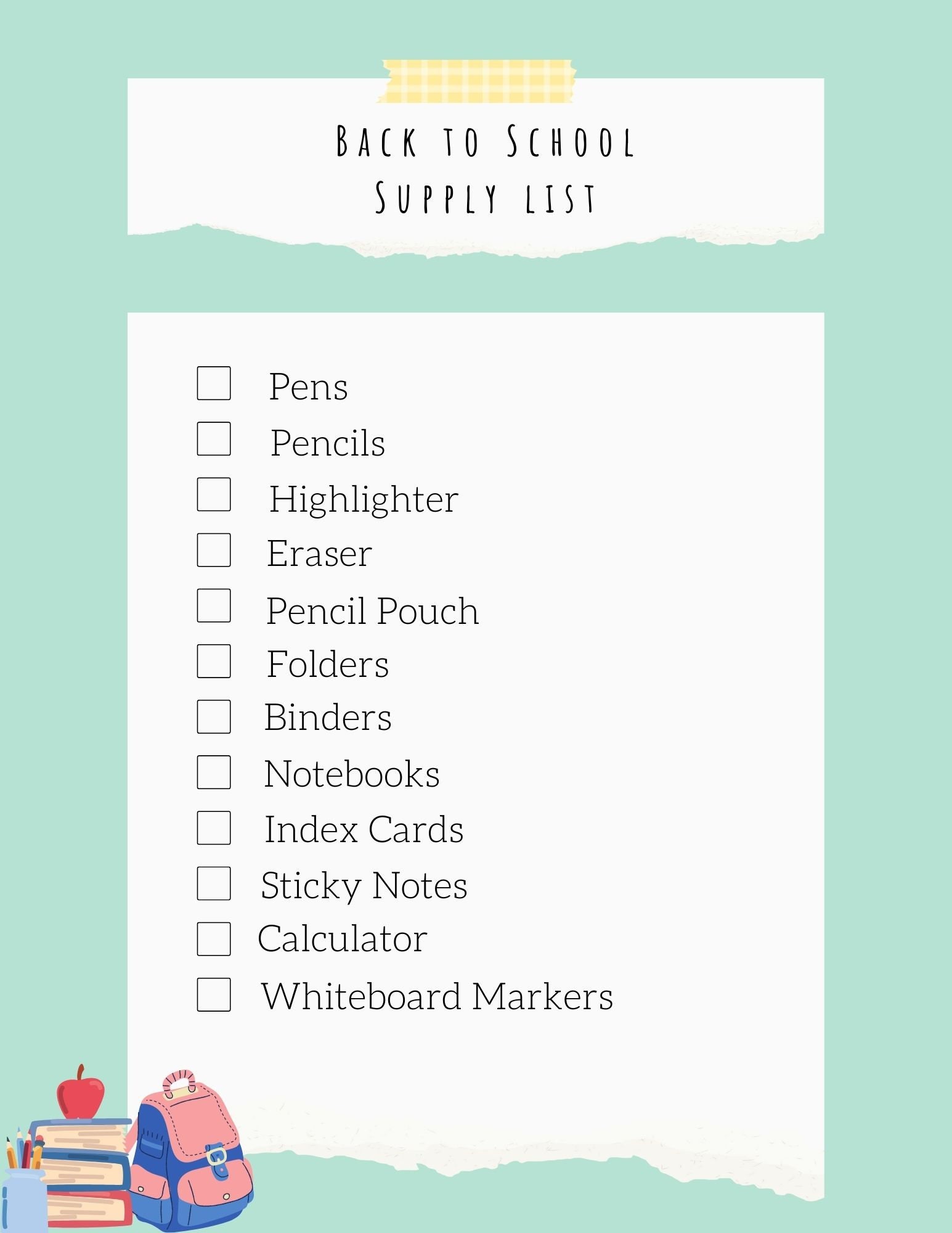 Back to School Checklist. Digital Download. Checklist. PDF. - Etsy