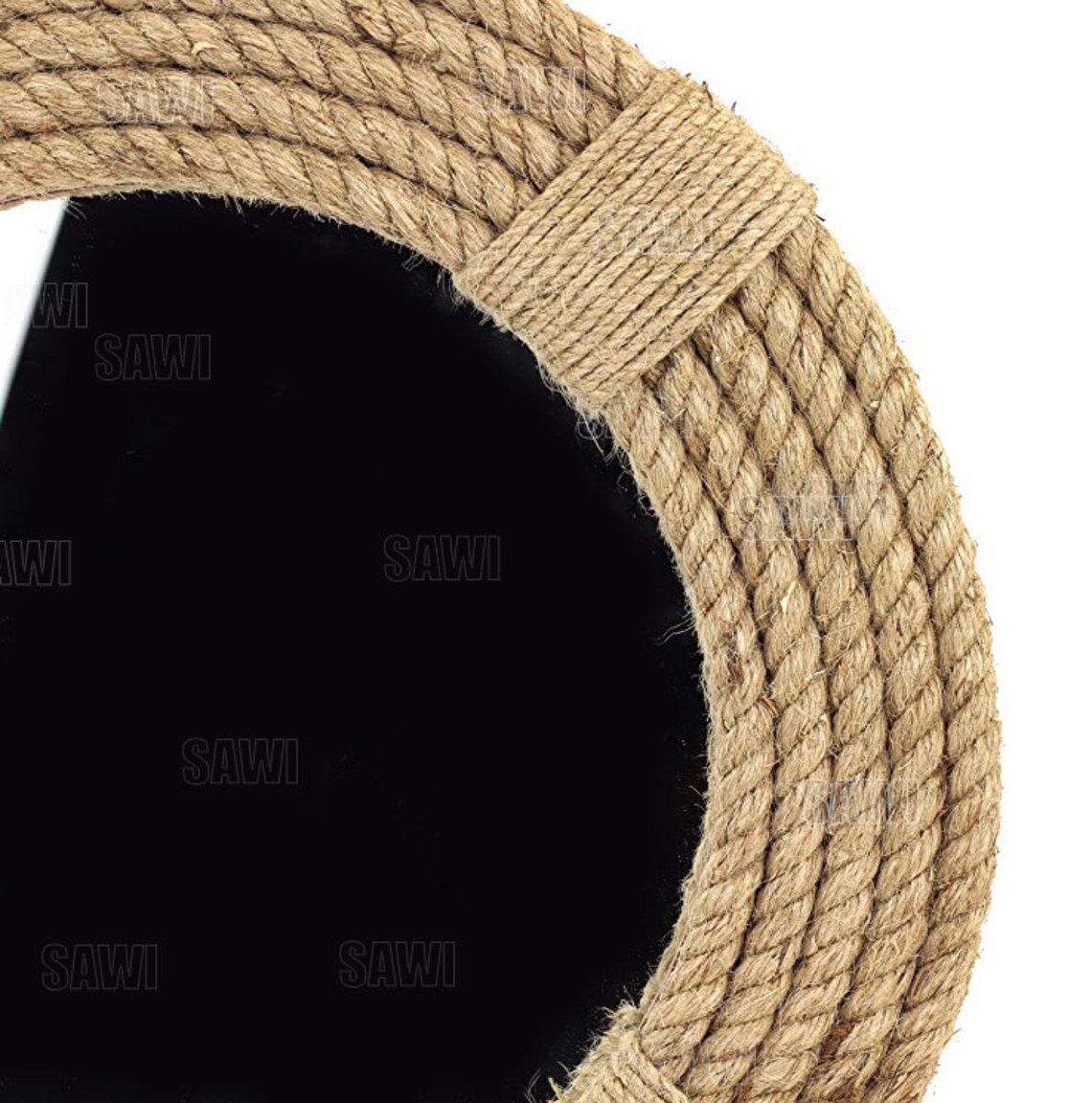 Handwoven Jute Rope Round Mirror for Home Nautical Coastal Mirror ...