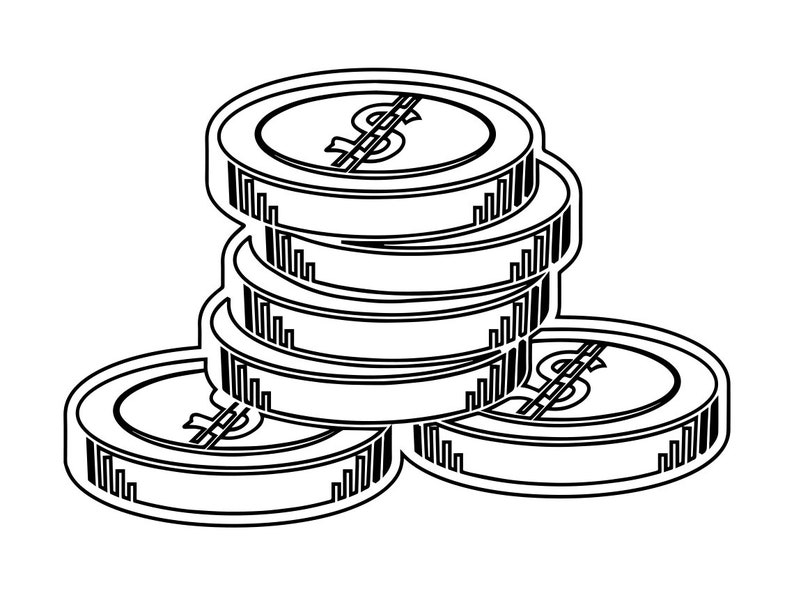 Coins Outline SVG, Money Svg, Coins Svg, Coins Clipart, Coins Files for ...