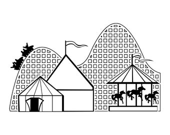 Amusement Park 3 SVG, Roller Coaster SVG, State Fair Svg, Amusement ...
