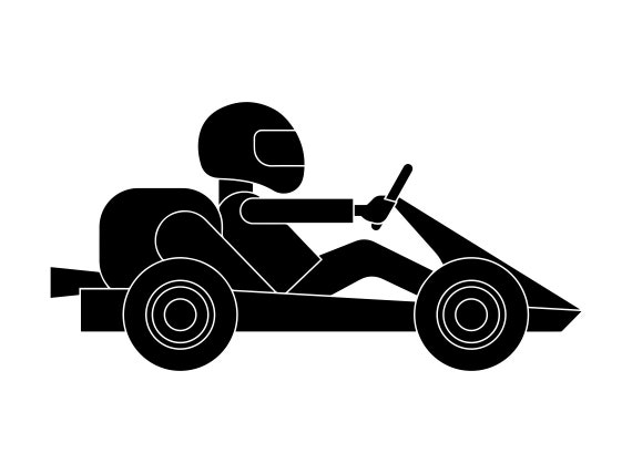 Go Kart Clip Art White Go Kart Sticker By NPolandDesigns | Redbubble