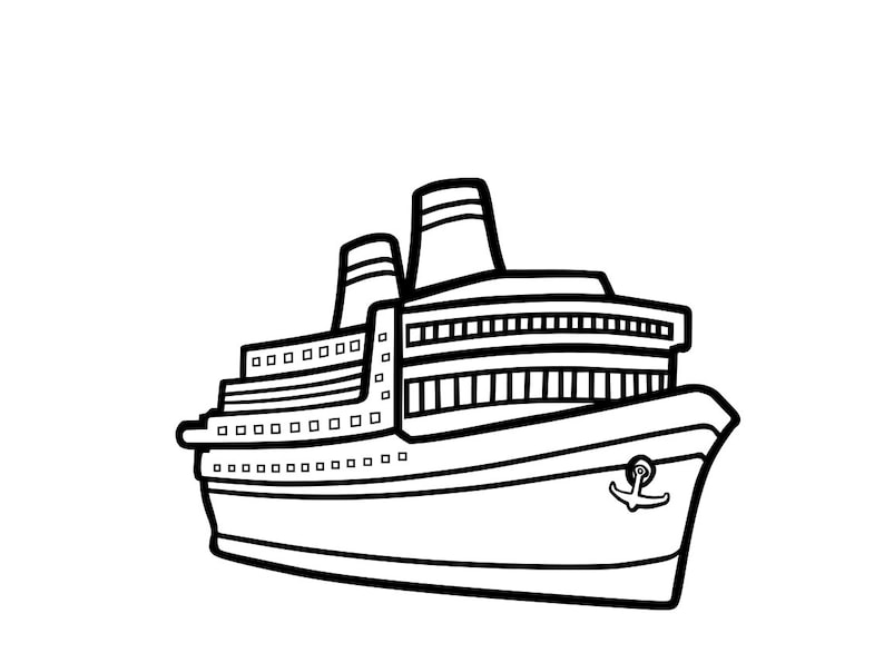Cruise Ship Outline SVG, Vacation SVG, Cruise Ship Clipart, Cruise Ship ...