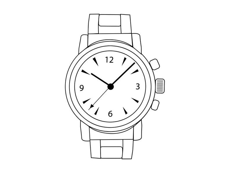 Wrist Watch Outline SVG, Wrist Watch Clipart, Wrist Watch Files for ...