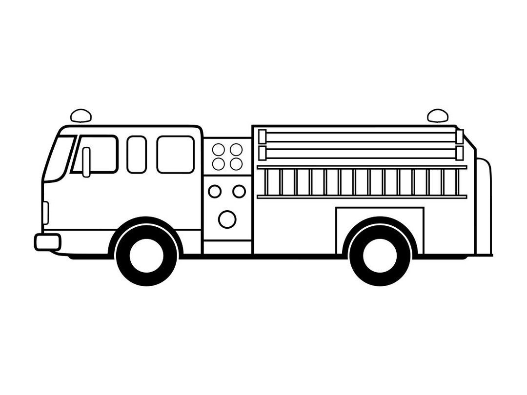Fire Truck Outline SVG, Firetruck Svg, Fire Engine SVG, Fire Truck ...