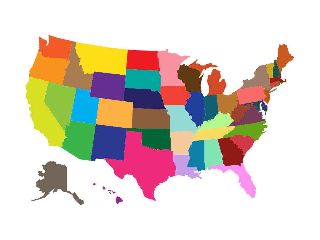 US Color Map Svg, United States Color Map Svg, USA Map Svg, US Map ...