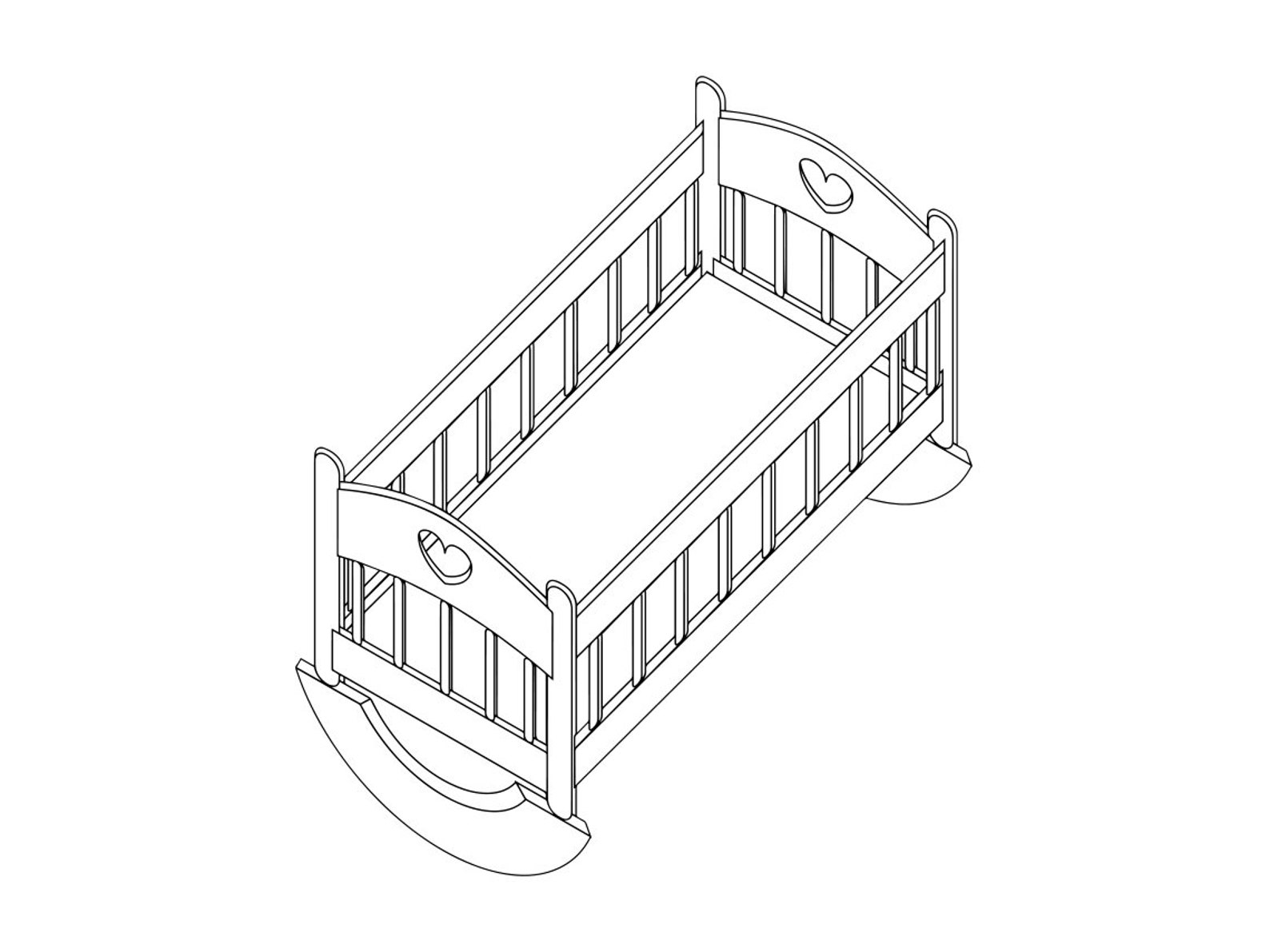 Baby Crib Outline SVG, Baby Crib SVG, Baby Crib Clipart, Baby Crib ...