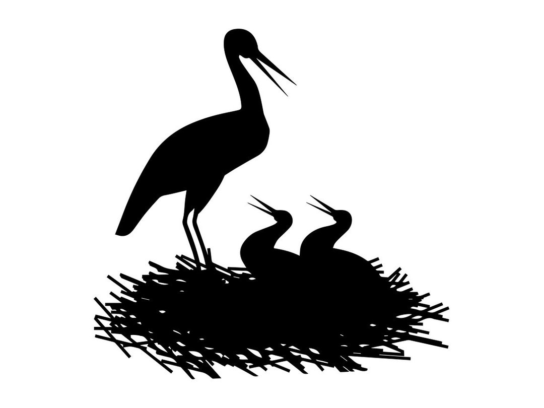 Stork Silhouette #2 SVG, Stork SVG, Bird Nest Svg, Stork Clipart, Stork ...