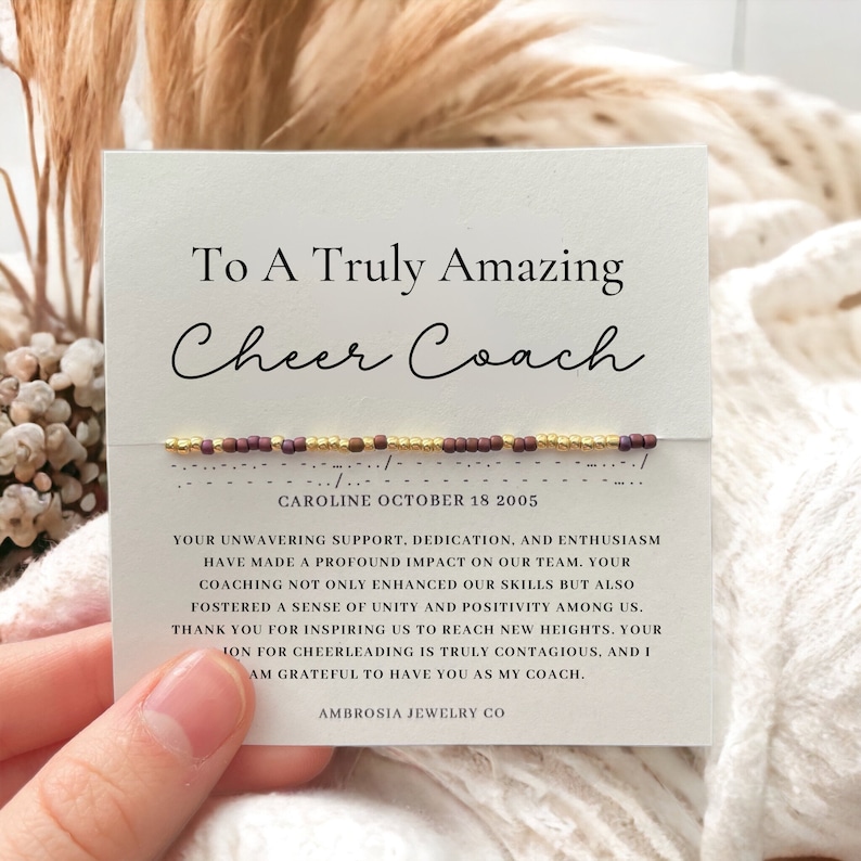 Cheer Coach Appreciation Gift for Her Morse Code Bracelet, Personalized ...