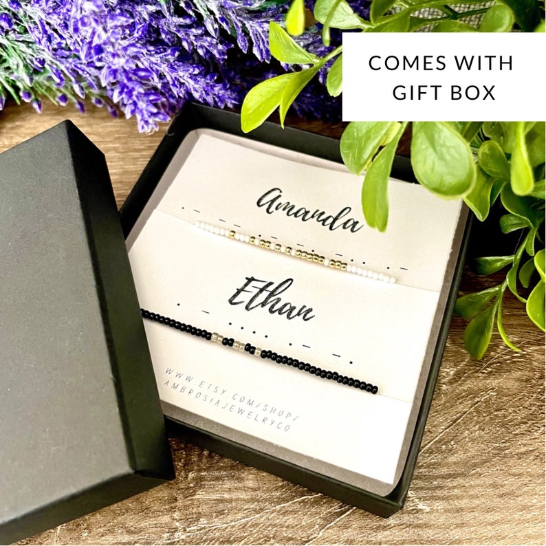 Couple Name Bracelets, Couple Jewelry, Long Distance Relationship Gift ...