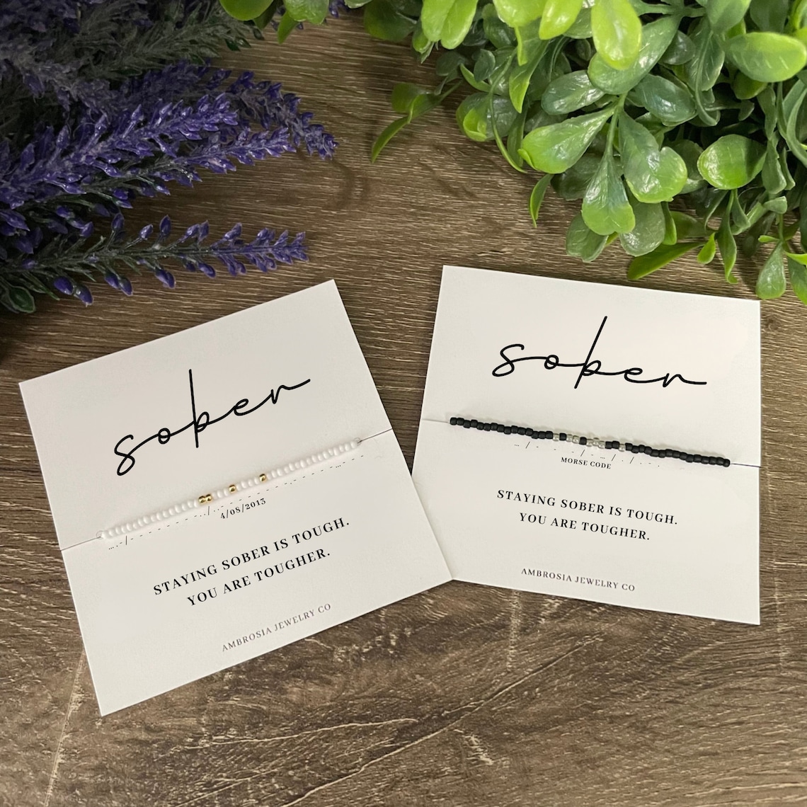 Sobriety Gift Morse Code Custom Bracelet, Clean Sober Anniversary ...