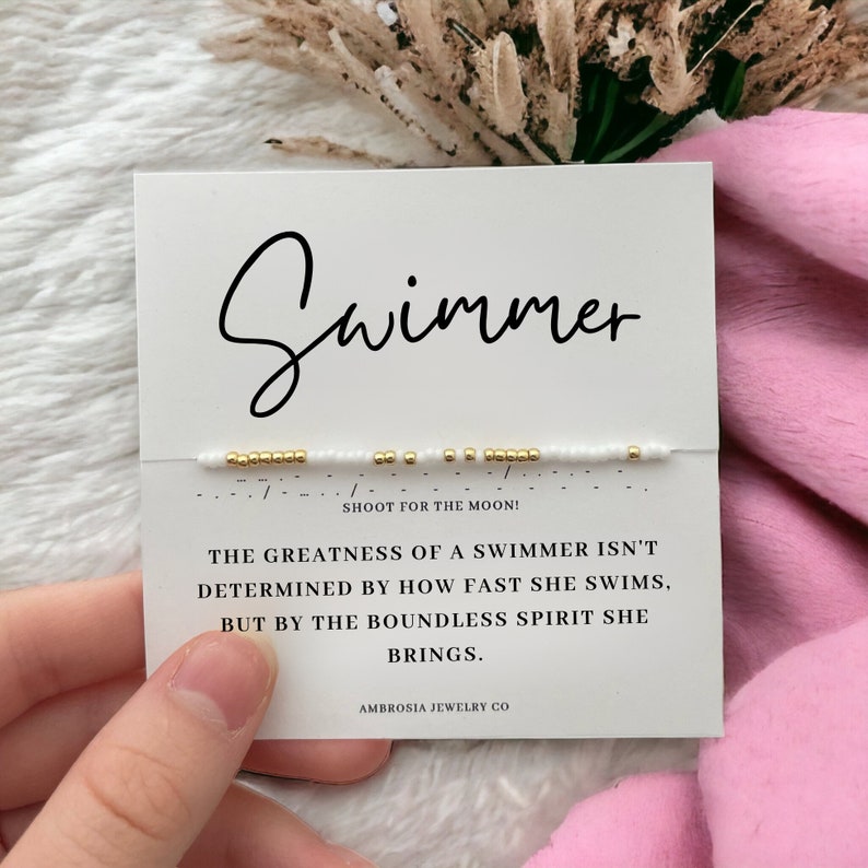 Swimming Gift Morse Code Bracelet, Swimmer Gifts Personalized Swim Team ...