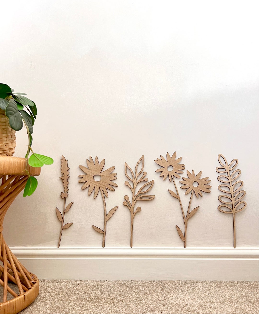 Wood Wildflower Stems Wall Decor, Floral Nursery Decor, Girls Bedroom ...