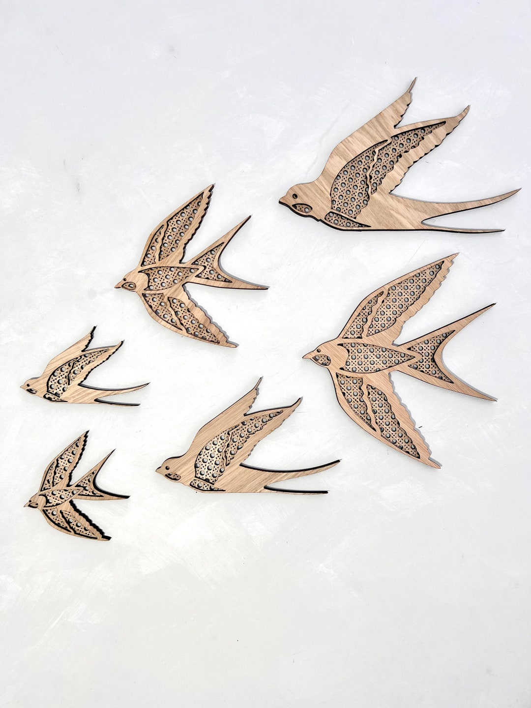 Oak Swallow / Flying Birds Wall Decor With Rattan Effect, Birds Wall ...