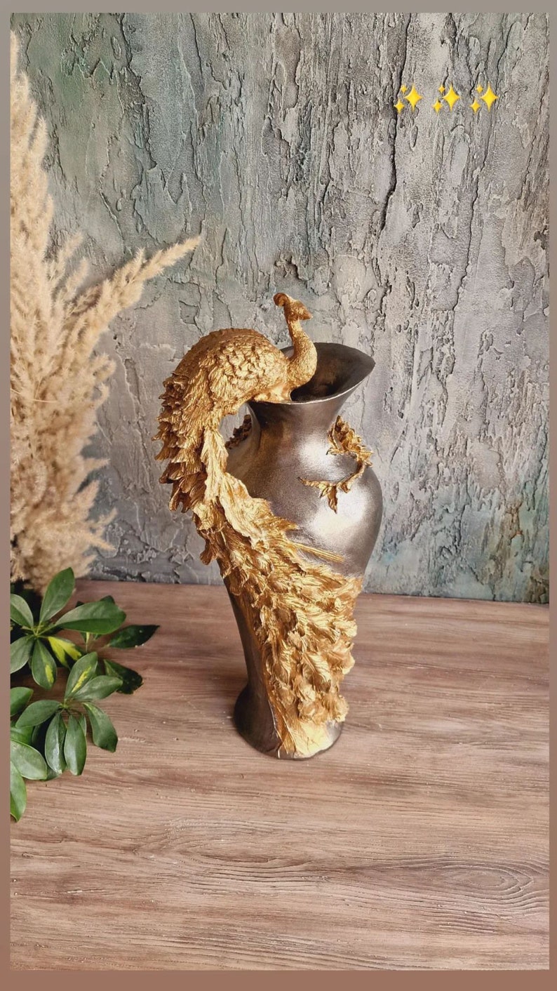 Gold Peacock Vase Silver Vase Home Decor Handmade Decoration - Etsy