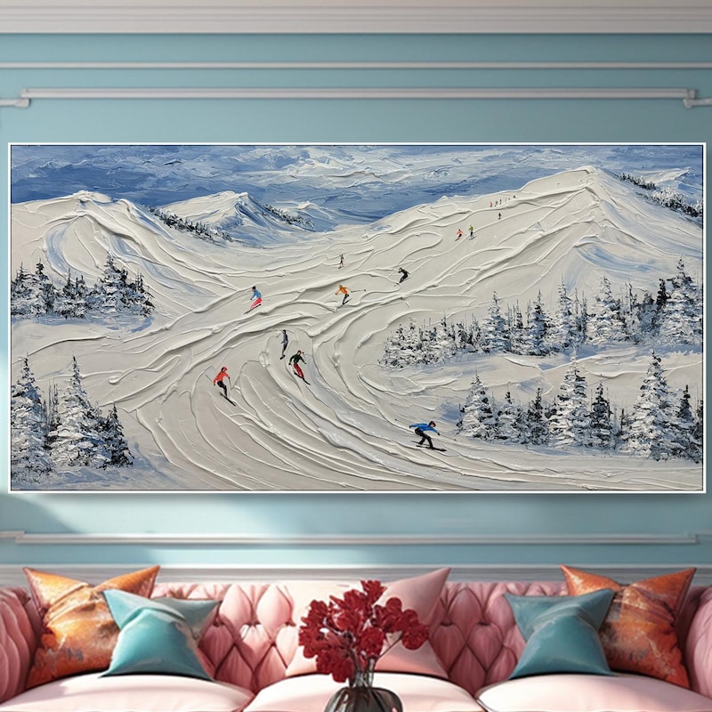 Canvas With Skiers - Etsy