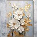 Original Flower Painting on Canvas Gold Floral Textured Wall Art Living Room Wall Art Modern ...