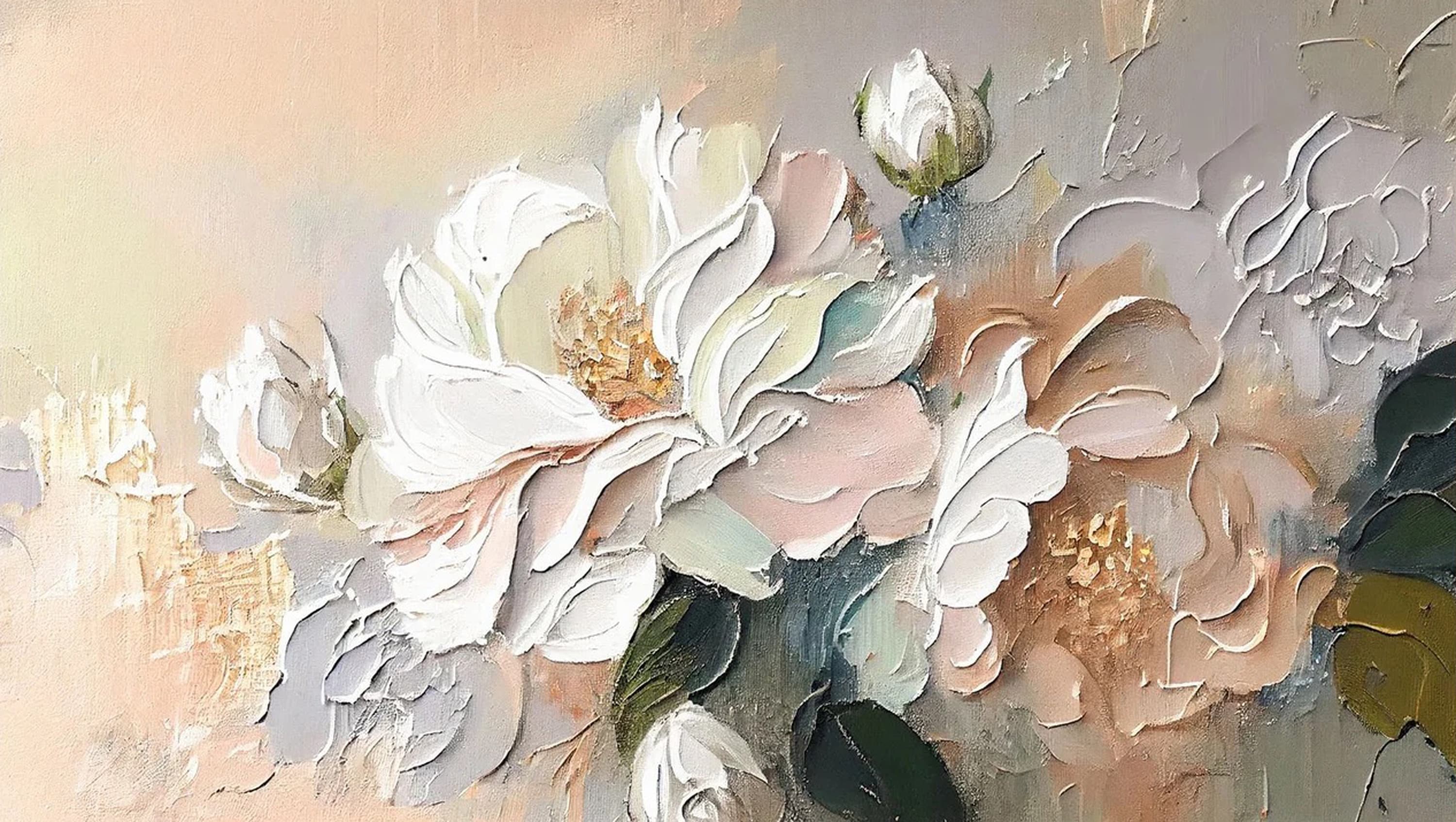 Original Flower Textured Wall Art 3D Abstract Painting on Canvas Wall ...