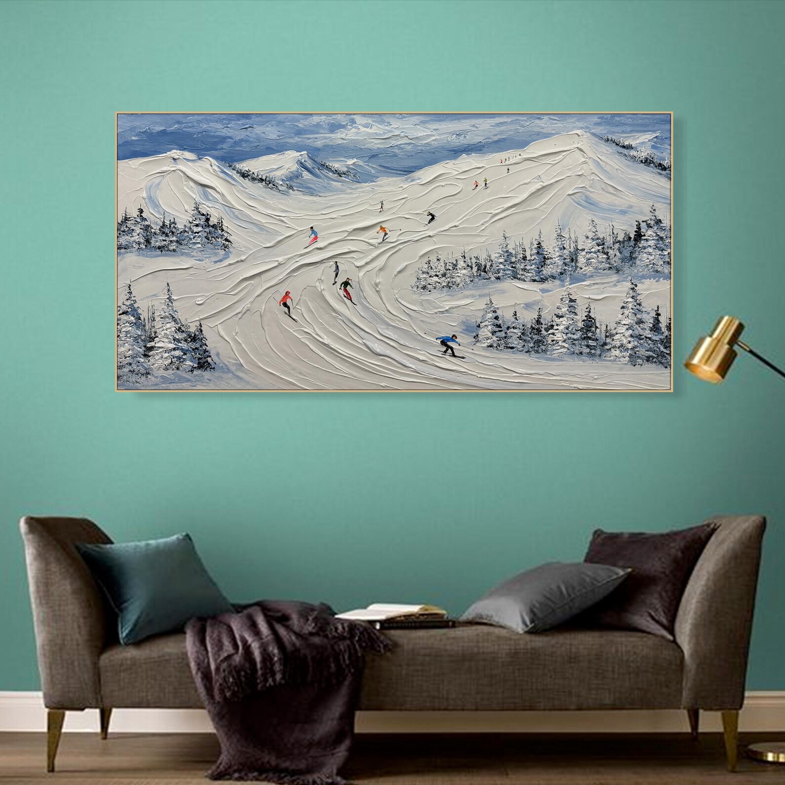 Original 3D Skiing Sport Art Panting on Canvas Textured Wall Art ...