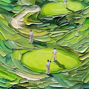 Golf Textured Wall Art Impasto Golf Course Painting on Canvas Green ...
