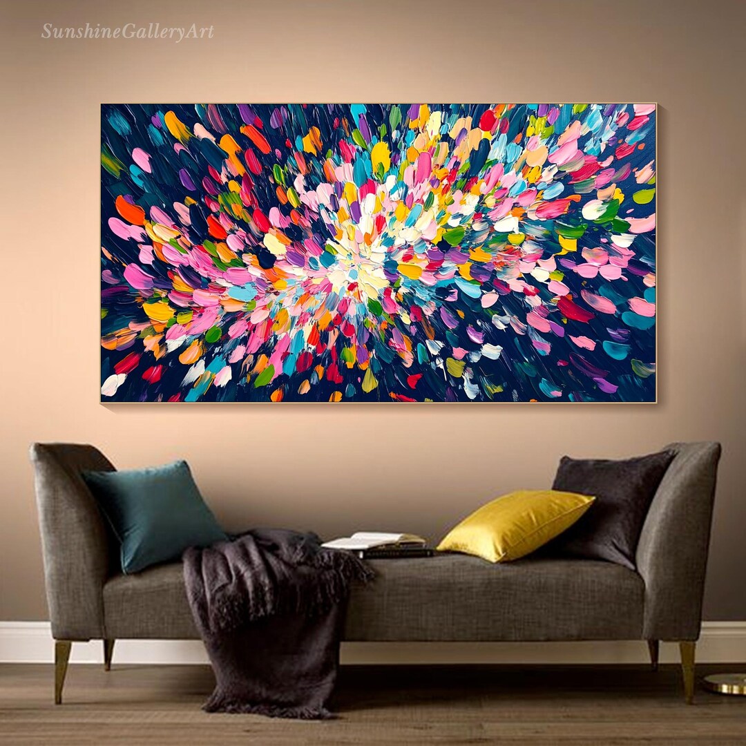 Abstract Explosion Painting on Canvas 3D Colorful Burst Textured Wall ...