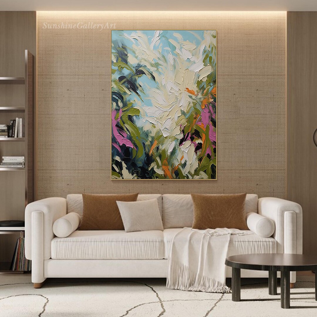 3D Original Floral Oil Painting on Canvas Abstract Flower Textured Wall ...