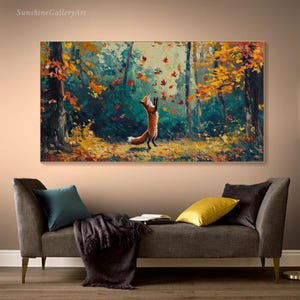 Original Fox Painting on Canvas Colorful Animal Texture Wall Art ...