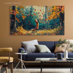 Original Fox Painting on Canvas Colorful Animal Texture Wall Art ...