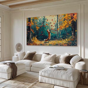 Original Fox Painting on Canvas Colorful Animal Texture Wall Art ...