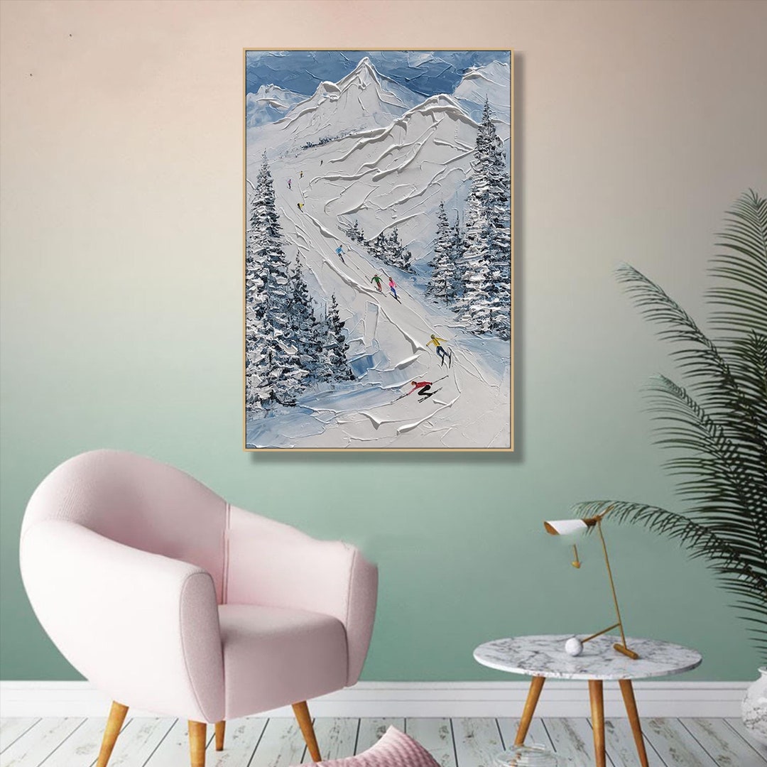Custom Ski Sport Painting on Canvas 3D Textured Wall Art Personalized ...