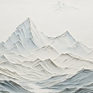 Original 3D White Snow Mountain Painting on Canvas Plaster Style ...
